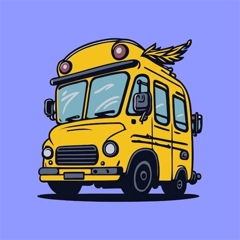 Premium Vector Cute School Bus With Small Wings Vector Art Illustration On Isolated Object