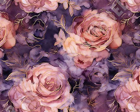 Alcohol Ink Rose Seamless Pattern Tileable Floral Design Digital