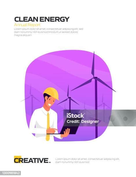 포스터 커버 및 배너를 위한 청정 에너지 컨셉 현대 플랫 디자인 벡터 일러스트레이션 0명에 대한 스톡 벡터 아트 및 기타 이미지