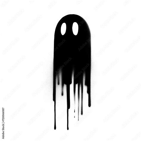 Floating Ghoast In Stencil Art Style Black And White Generative Ai Stock Illustration Adobe Stock