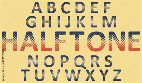 Halftone English Alphabet Dotted Abc Uppercase Letters Halftone Font