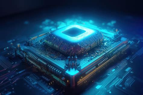 Premium Photo Blue Glowing Heart On Computer Chip AI Generated