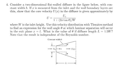 Solved 4 Consider A Two Dimensional Flat Walled Diffuser In