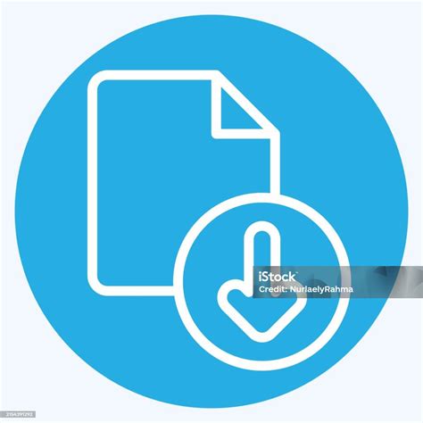 아이콘 문서 버튼 다운로드 기호와 관련이 있습니다 파란 눈 스타일 심플한 디자인 일러스트레이션 가상현실에 대한 스톡 벡터 아트