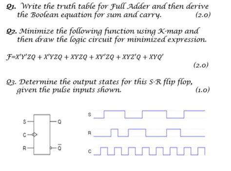 Solved Q1 Write The Truth Table For Full Adder And Then