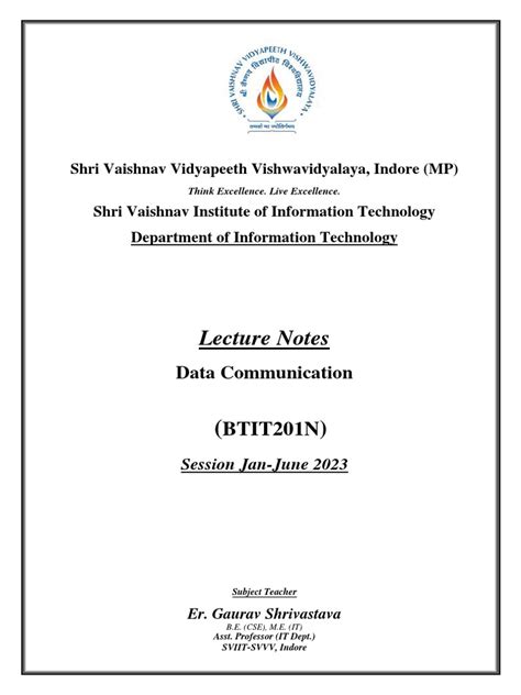 Btit201n Data Comm Notes Unit 1 To 5 Pdf Network Topology Osi Model