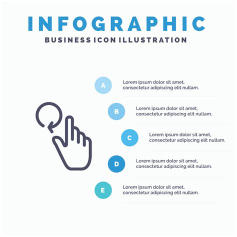 Hand Finger Gestures Reload Line Icon With 5 Steps Presentation