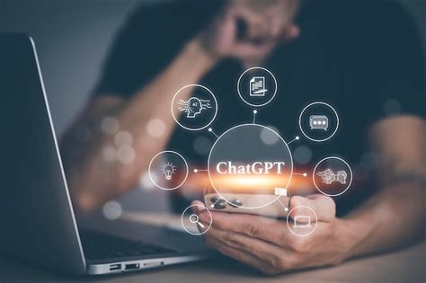 Premium Photo Man Using Laptop Or Smartphone With Chatgpt Chat With