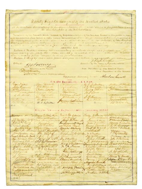Original 13th Amendment Signed By Abraham Lincoln Thirteenth Amendment To The United States