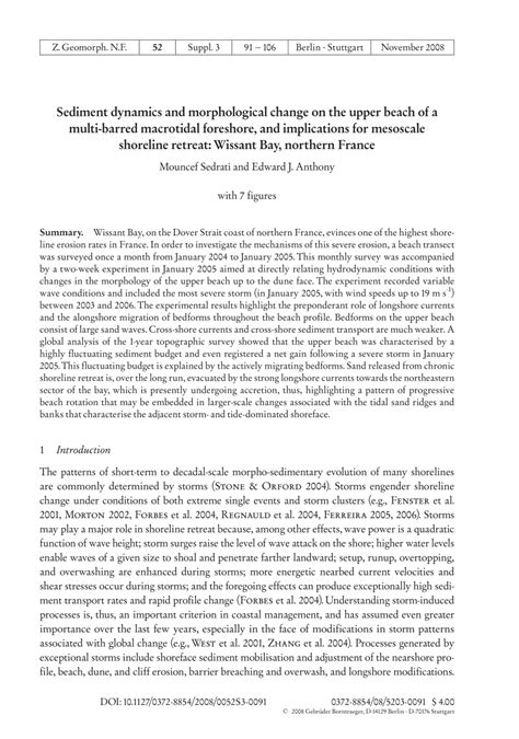 Pdf Upper Beach Sediment Dynamics In A Macrotidal Storm Wave Environment And Implications For