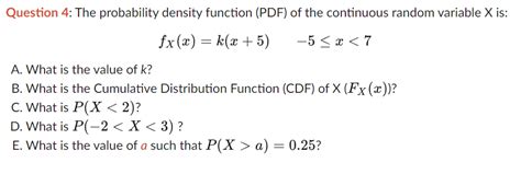 Solved Question The Probability Density Function PDF Of Chegg