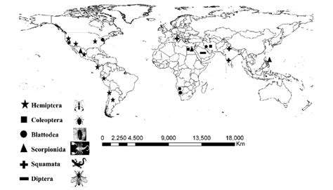 Distribution Map Of Pimeliaphilus Mites Showing Their Higher Hosts Taxa