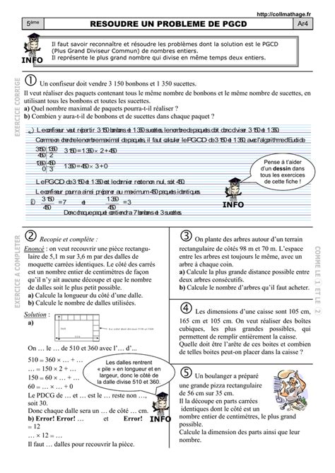 Résoudre Un Problème De Pgcd