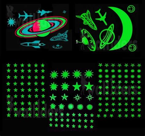 Twinkle Star Green Color Fluorescent Night Glow In The Dark Star Wall