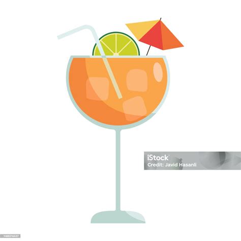 트로피컬 칵테일 컵 음료 안경 벡터 그림입니다 아이스 큐브와 레몬을 곁들인 상쾌한 칵테일 파티 메뉴 디자인 알콜 음료 여름과