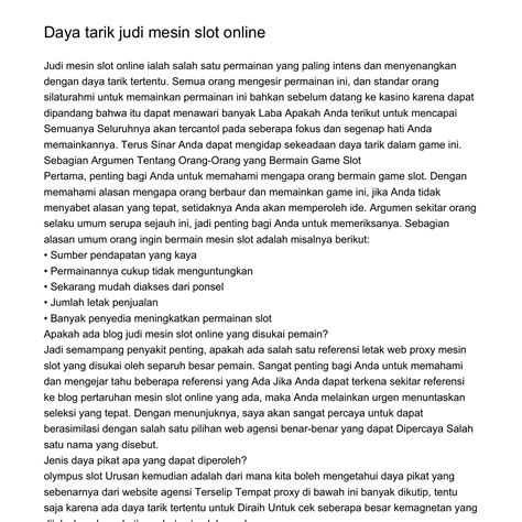 Daya Tarik Judi Mesin Slot Onlinenihss Pdf Pdf Docdroid