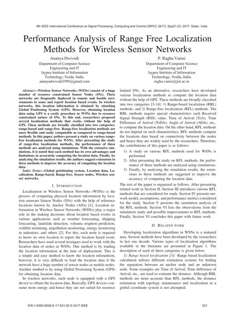Pdf Performance Analysis Of Range Free Localization Methods For