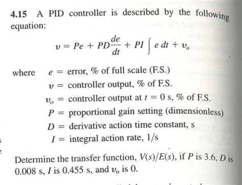 solved 4 15 a pid controller is described by the following