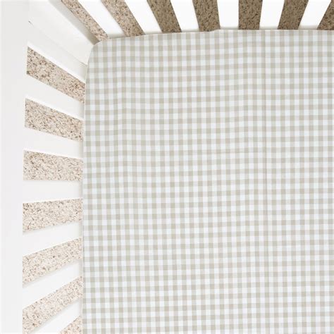 Cot Sheet Crib Sheet Custom Fitted Sheet Gingham Beige Custom Size Sheets Stokke Leander