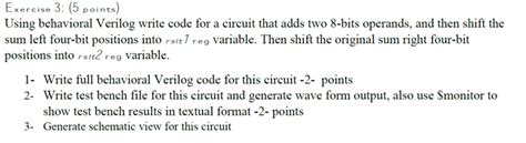 Solved Exercise Points Using Behavioral Verilog Chegg