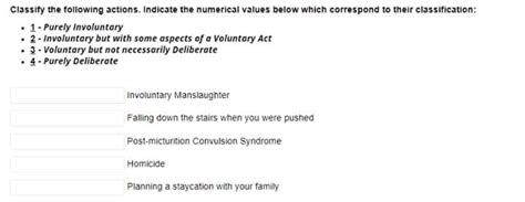 solved classify the following actions indicate the