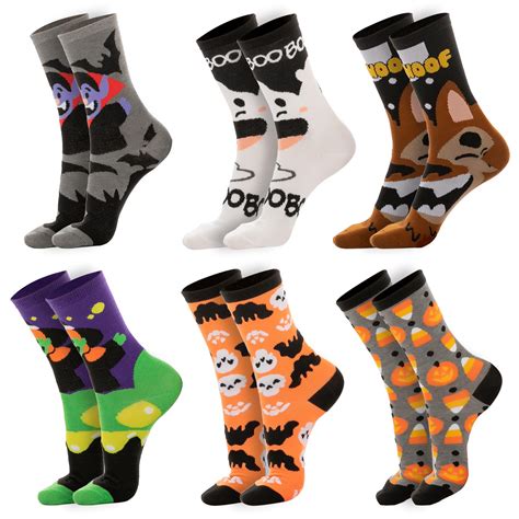 Joyin 6 Pairs Halloween Socks Fuzzy Fall Socks Novelty