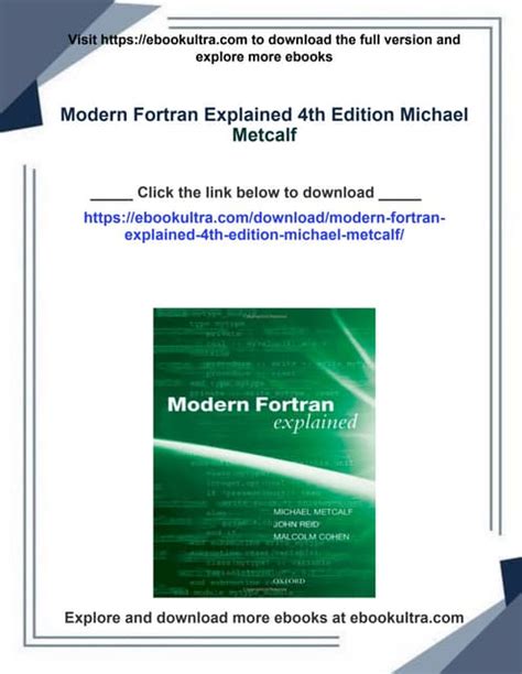 modern fortran explained 4th edition michael metcalf pdf