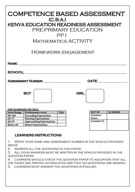 Pp1 Mathematics Activities August 2024 Holiday Assignment 16767