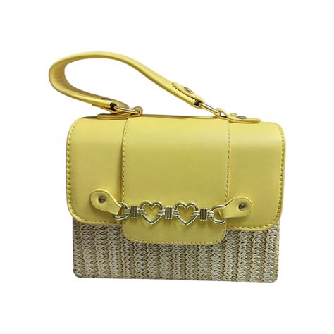 Woven Yellow Handbag With Rope Strap Swift Stock