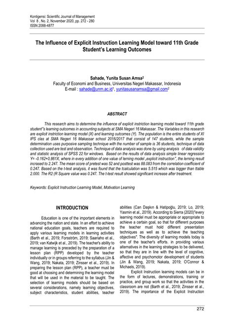 Pdf The Influence Of Explicit Instruction Learning Model Toward 11th