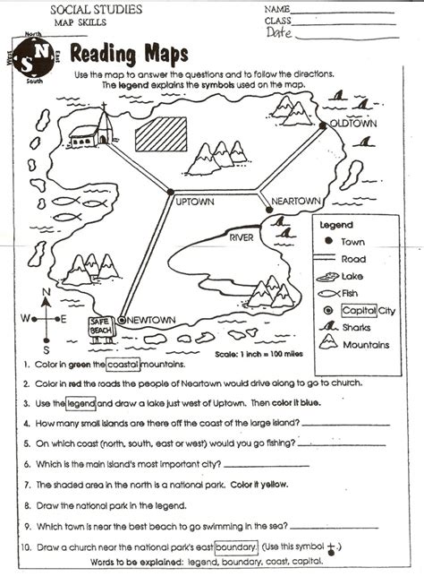 Map Worksheet 6th Grade
