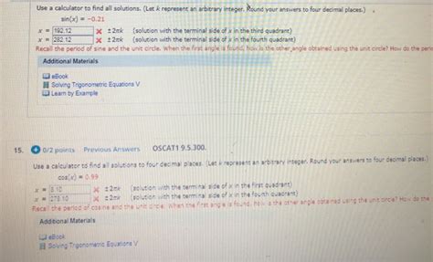 Solved Use A Calculator To Find All Solutions Let K