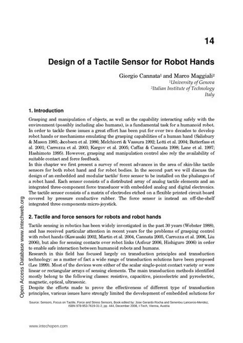 Pdf Design Of A Tactile Sensor For Robot Hands Dokumentips