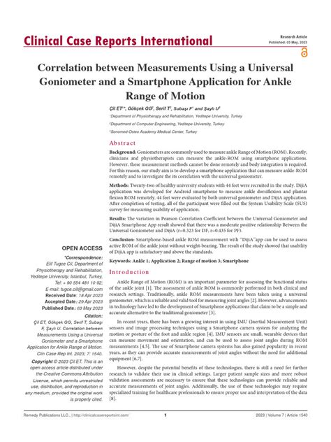 Correlation Between Measurements Using A Universal Goniometer And A Smartphone 9692 Download
