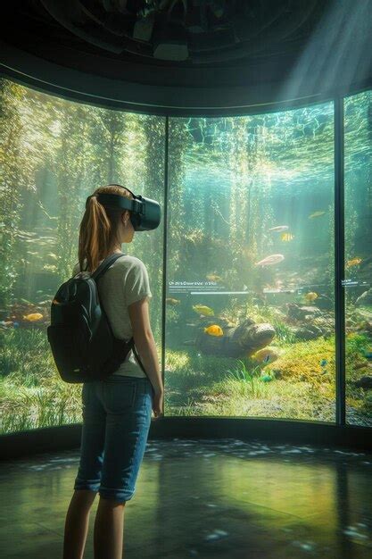 Immersive Virtual Reality Aquarium Experience | Premium AI-generated image