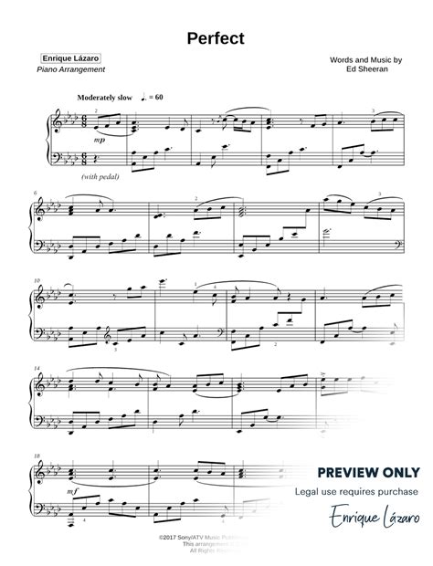 Perfect Ed Sheeran Piano Sheet Music By Enrique Lázaro