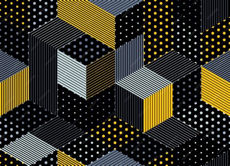 Premium Vector Dotted Seamless Isometric Geometric Pattern Dots And Lines 3d Cubes Vector