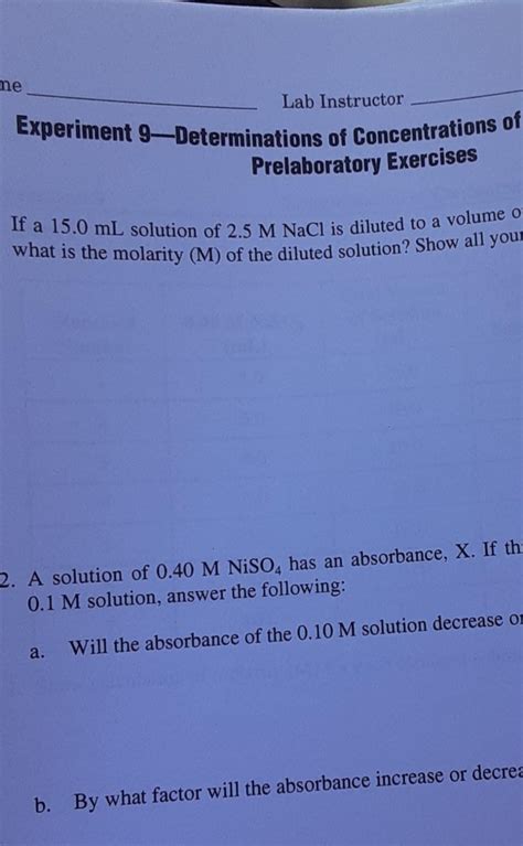 me lab instructor experiment 9 determinations of