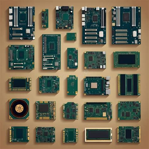 Computer Hardware Icons Cpu Ram Hard Drive And Motherboard Stock Illustration Illustration