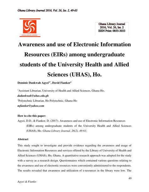 (PDF) Awareness and use of Electronic Information Resources (EIRs ...