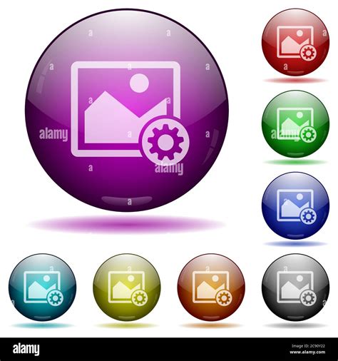 Image Settings Color Glass Sphere Buttons With Shadows Stock Vector Image And Art Alamy