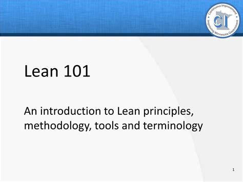 PPT Lean An Introduction To Lean Principles Methodology Tools And Terminology PowerPoint