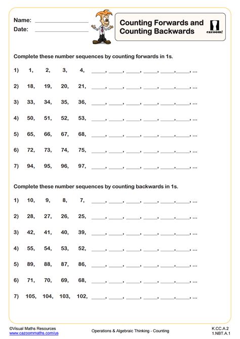 Counting Forwards And Counting Backwards Pdf Printable Operations And