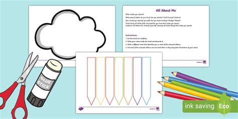 All About Me Cloud And Rainbow Activity