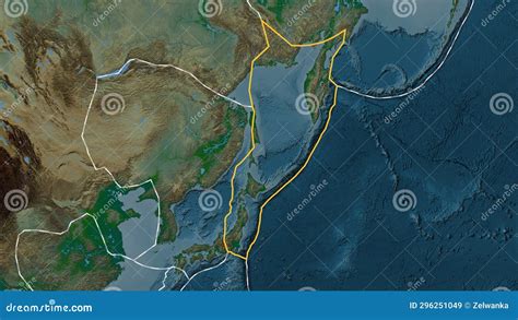 Okhotsk Plate Outlined Fahey Physical Stock Illustration Illustration Of Ridge Science