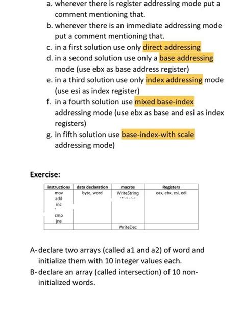 solved 1 practice addressing modes use the given program