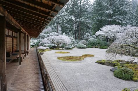Snow In The Garden Portland Japanese Garden
