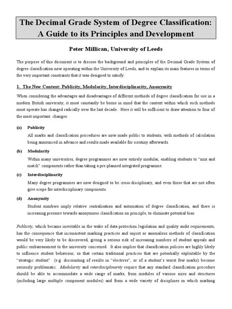 An Analysis Of The Implementation And Principles Of The Decimal Grade
