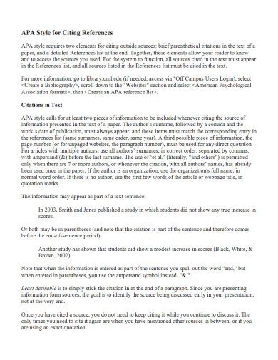 APA Reference Page Examples To Download