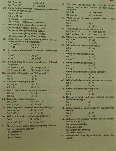 Classification Of Elements And Periodicity In Properties MCQs All About Chemistry